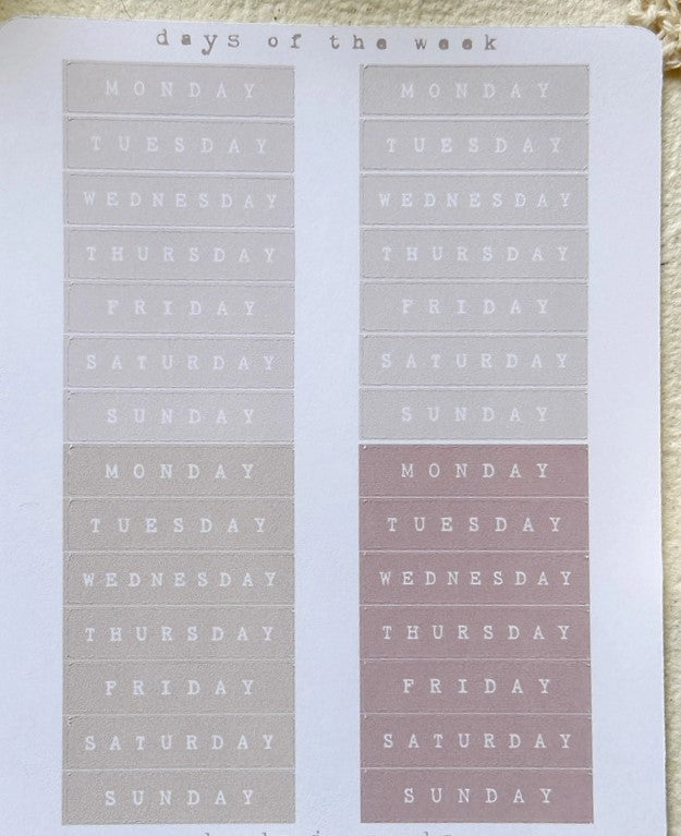 Leelajournals Journaling Sticker Sheet - Squared Weekly Headers Withou